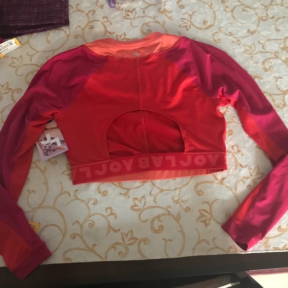 JoyLab | Tops | Joy Lab Pink And Orange Long Sleeve Crop Workout M ...